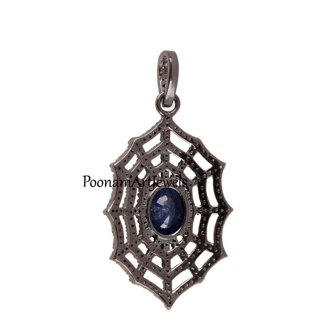 Spider Web Pendant Natural Rose Cut Diamond Sapphire Pendant | Etsy