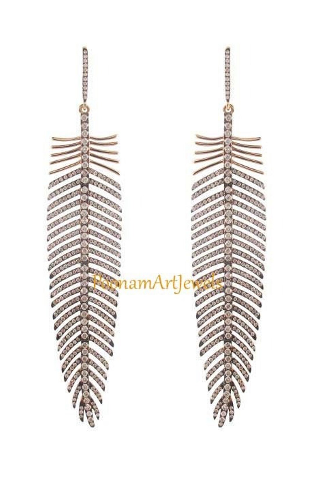 Natural Rose Cut Diamond, Leaf Shape Earring, Solid 925 Sterling Silver ...