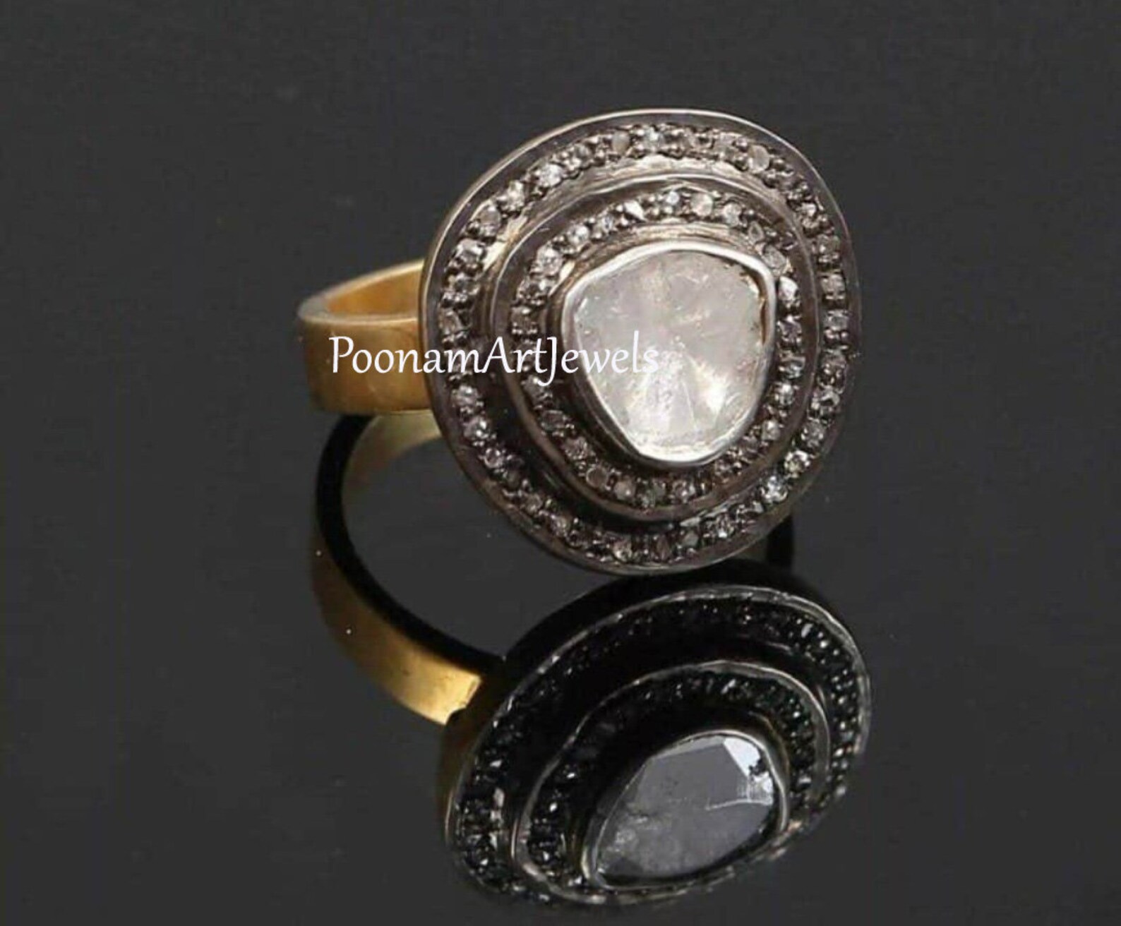 Polki Ring Natural Rose Cut Diamond Ploki Ring Solid 925 - Etsy