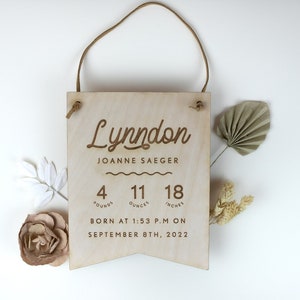 Birth Announcement Sign | Baby's Birth Keepsake Hanging Sign | Modern ...