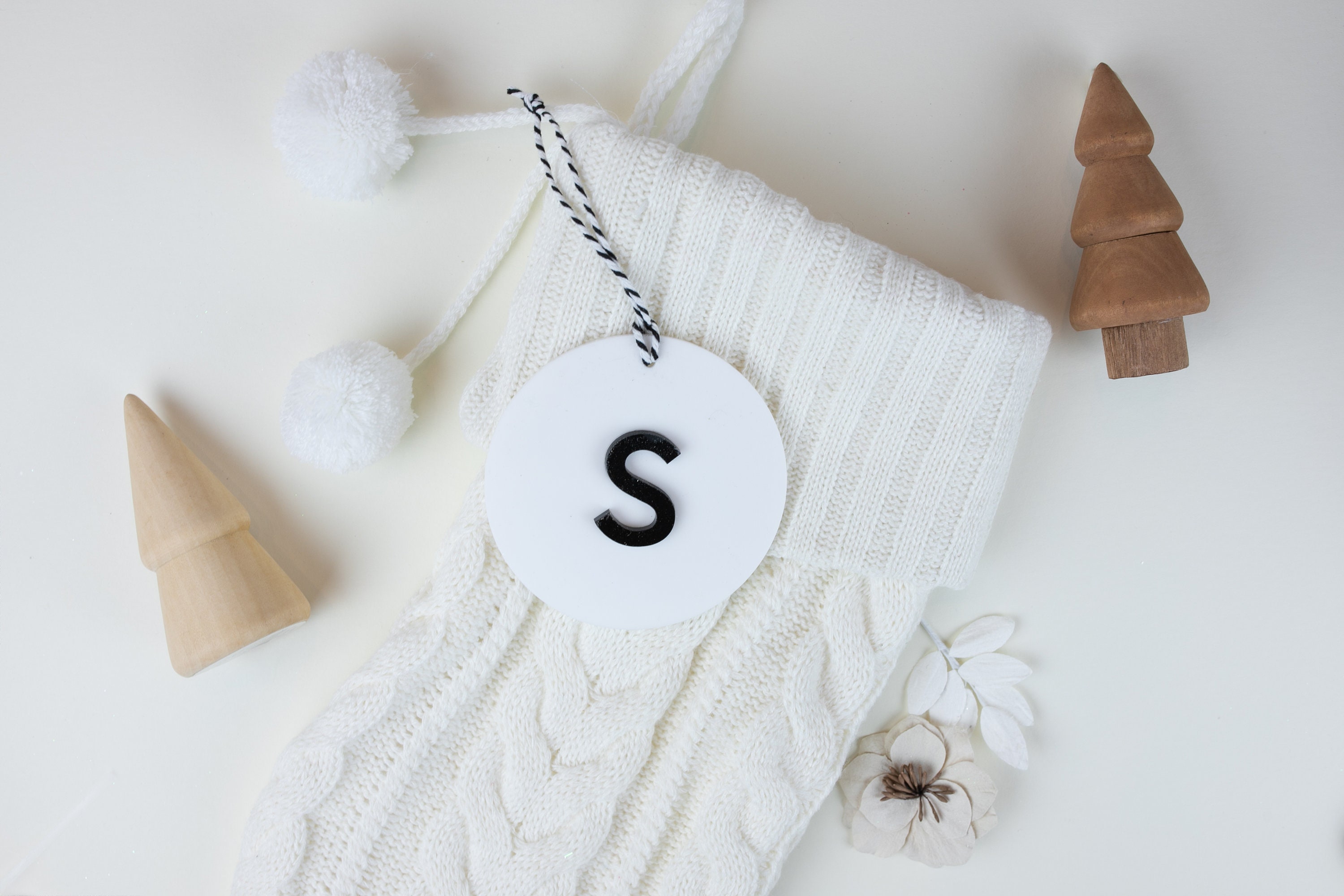 Circle Stocking Tags | Modern Mantle Decor | Christmas Stocking Tags ...
