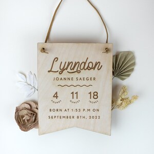 Birth Announcement Sign | Baby's Birth Keepsake Hanging Sign | Modern ...