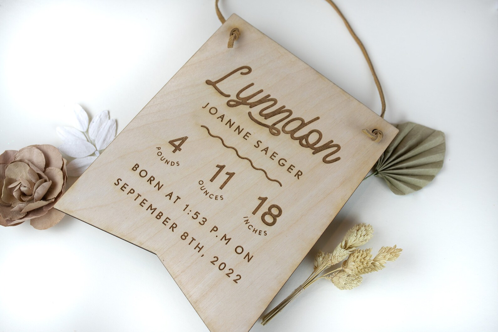 Birth Announcement Sign | Baby's Birth Keepsake Hanging Sign | Modern ...