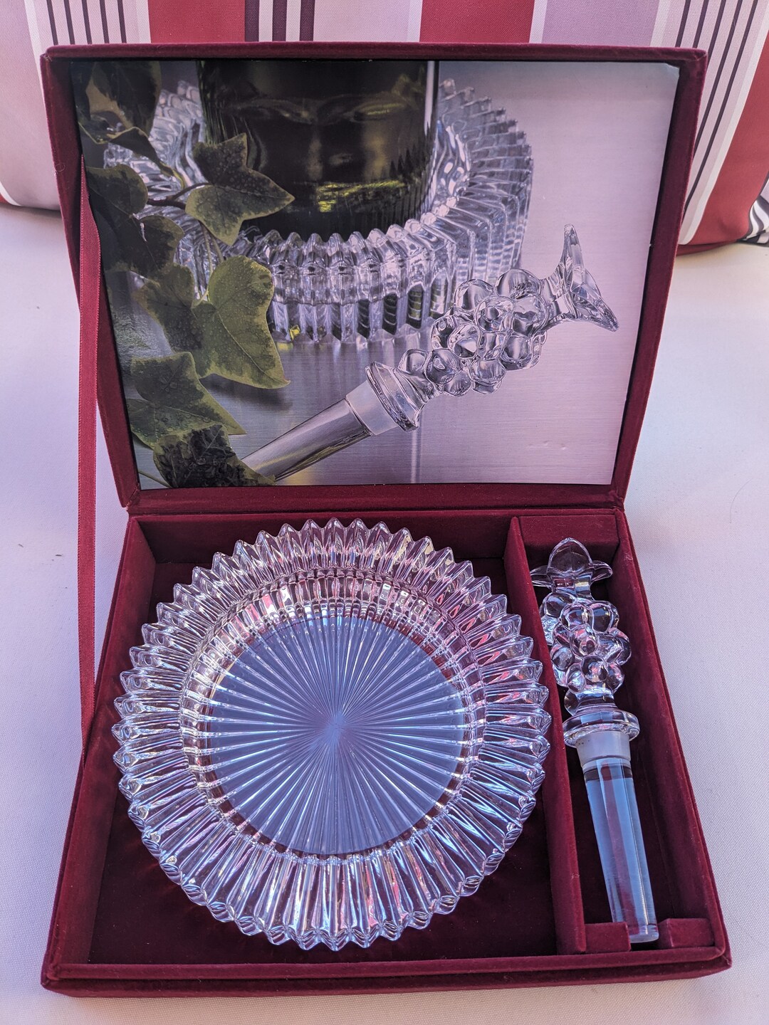 Mikasa Diamond Fire Crystal Coaster & Wine Bottle Stopper Set - Etsy