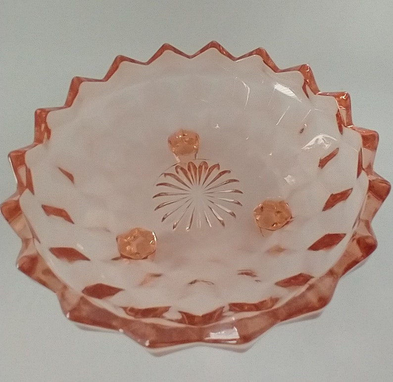 Beautiful Vintage Pink Cubist Footed Candy Bowl 6 W | Etsy