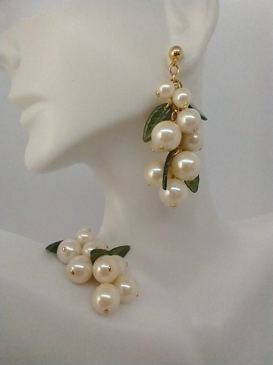 Vintage Avon Faux Pearl Grape Cluster Dangle Earrings - Etsy