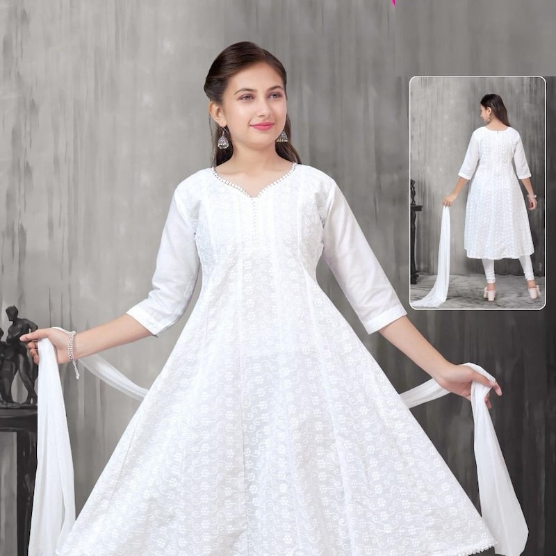 Indian Anarkali White Suits - Etsy