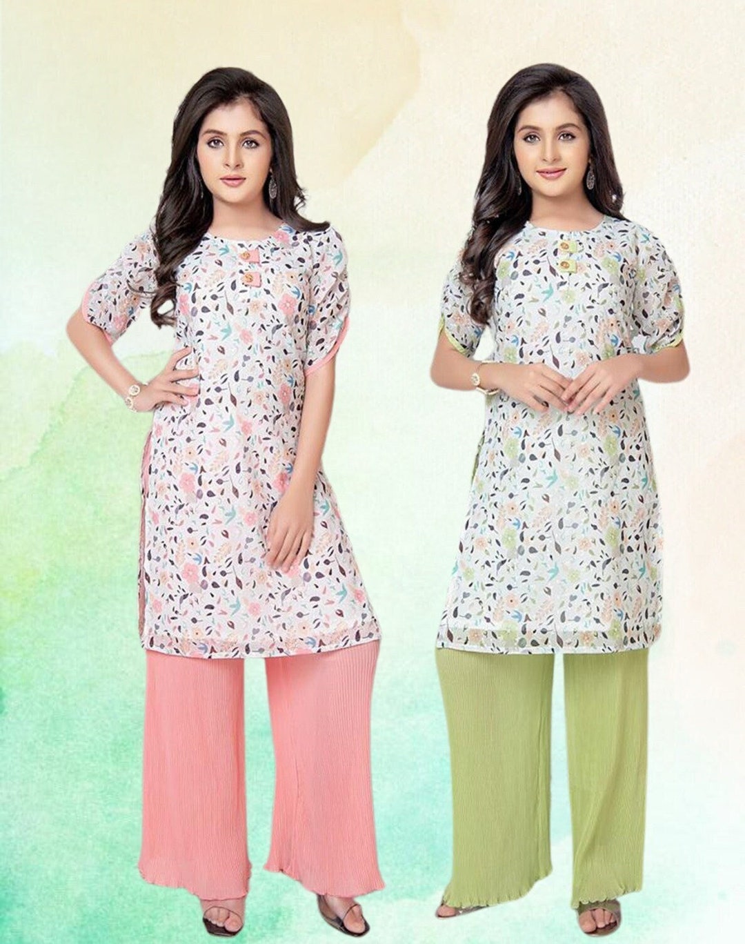 Girls Embroidered Kurti Set/girls Kurti/ Girls Salwar Suit/girls ...