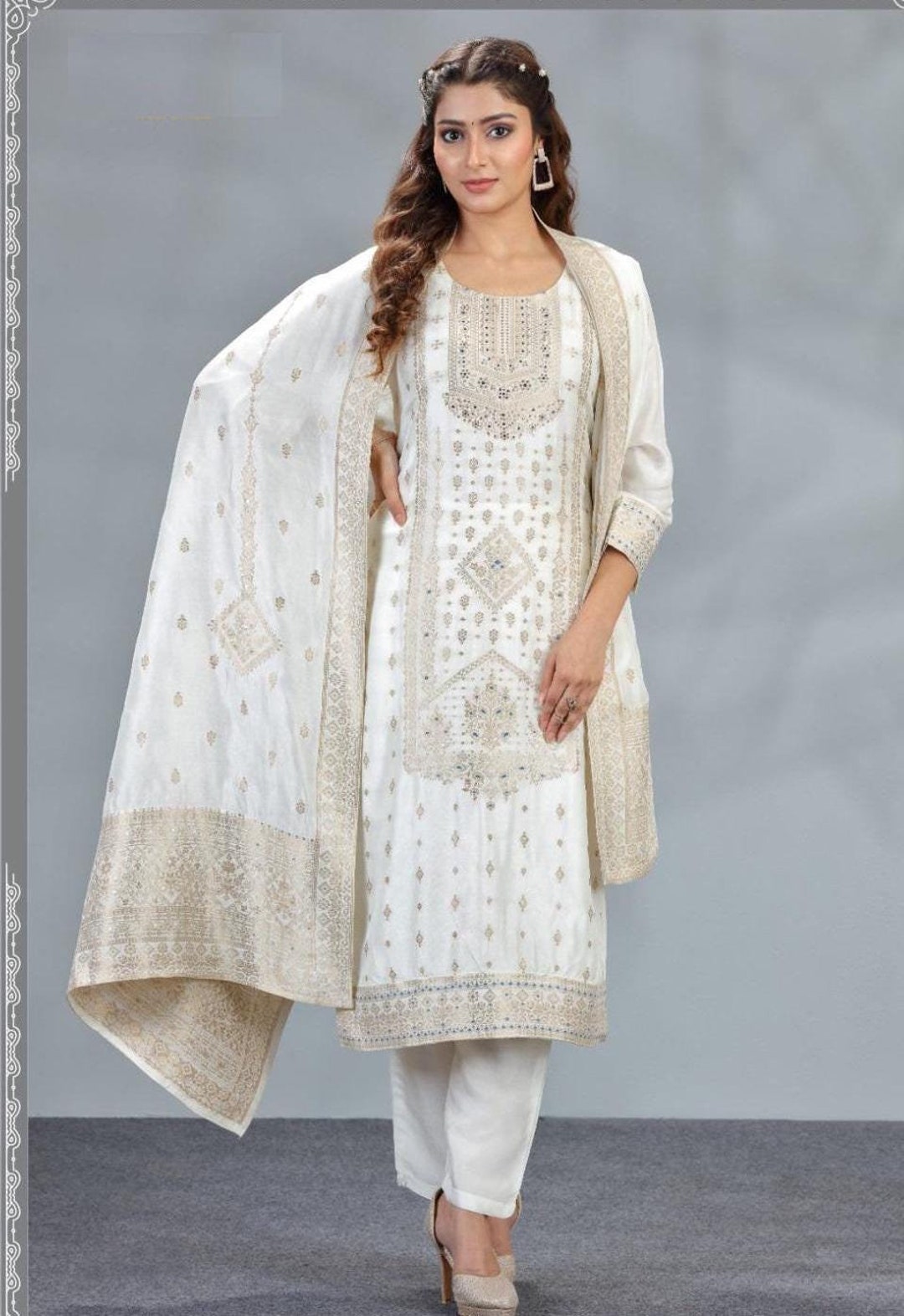 Silk Based Embroidered Sharara Set With Dupatta for Women .salwar ...