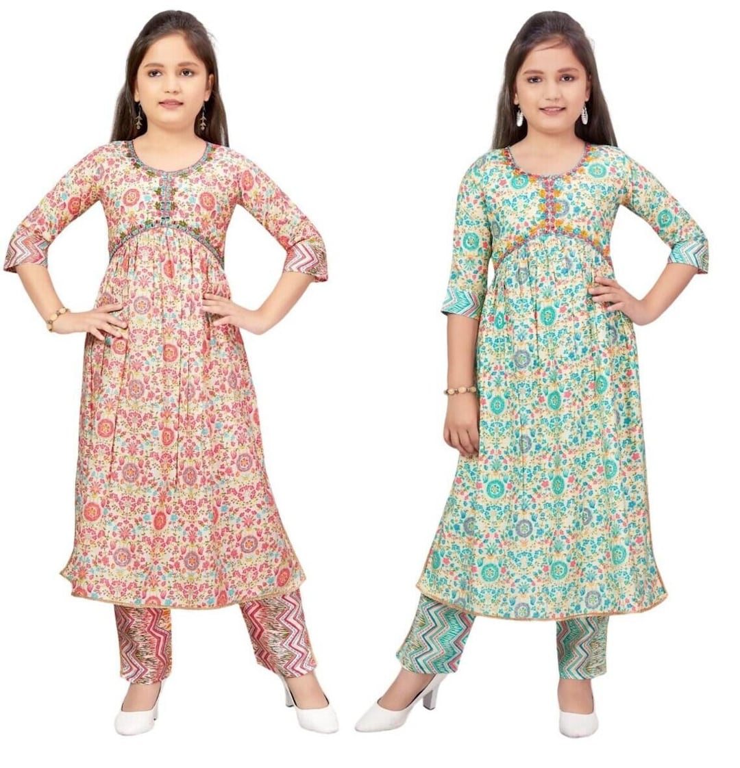 Girls Embroidered Kurti Set/girls Kurti/ Girls Salwar Suit/girls ...