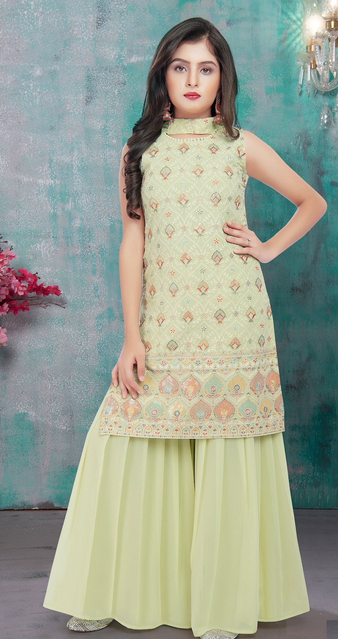 Girls 3-piece Embroidered Shalwar Kameez /girls Kurti/ Girls Salwar ...