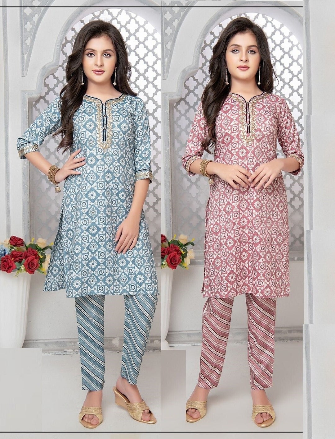Girls Embroidered Kurti Set/girls Kurti/ Girls Salwar Suit/girls ...