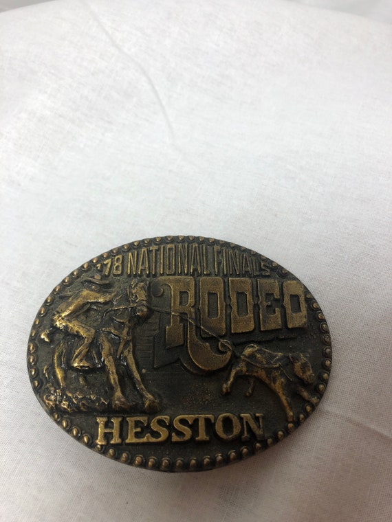 1978 National Rodeo Final Brass Belt Buckle. 4th Edi… - Gem