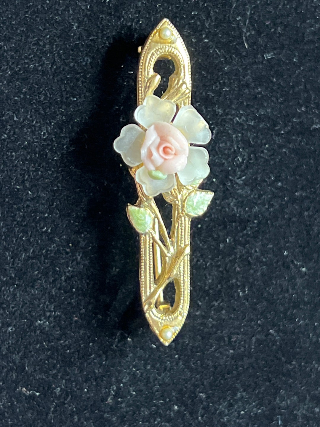 Vintage Porcelain Flower Brooch - Etsy
