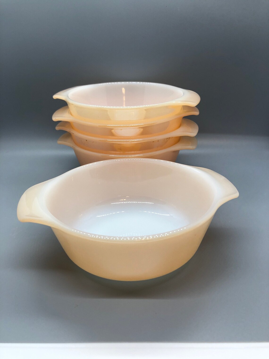 Set of five vintage Fire King orange illuminate dishes | Etsy