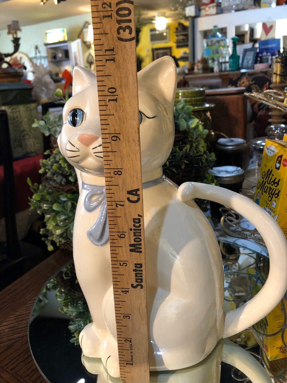 Vintage Ceramic White Cat Pitcher | Etsy