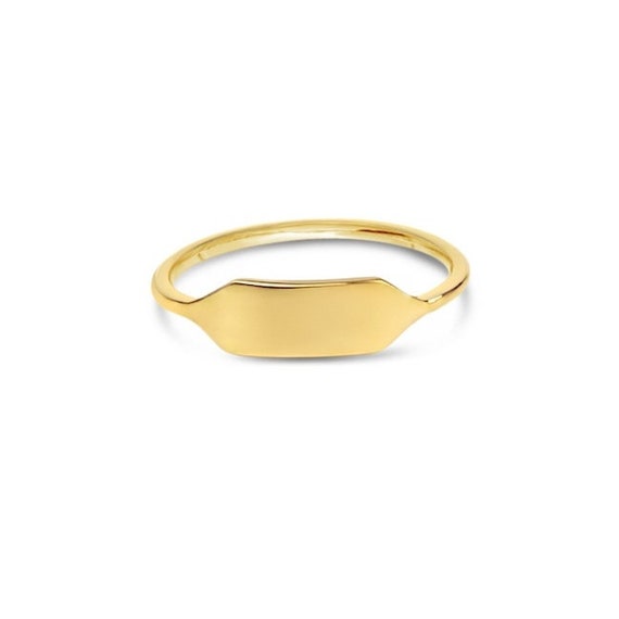 14k Gold Plated Brass Custom Engraved Personalized Ring Etsy