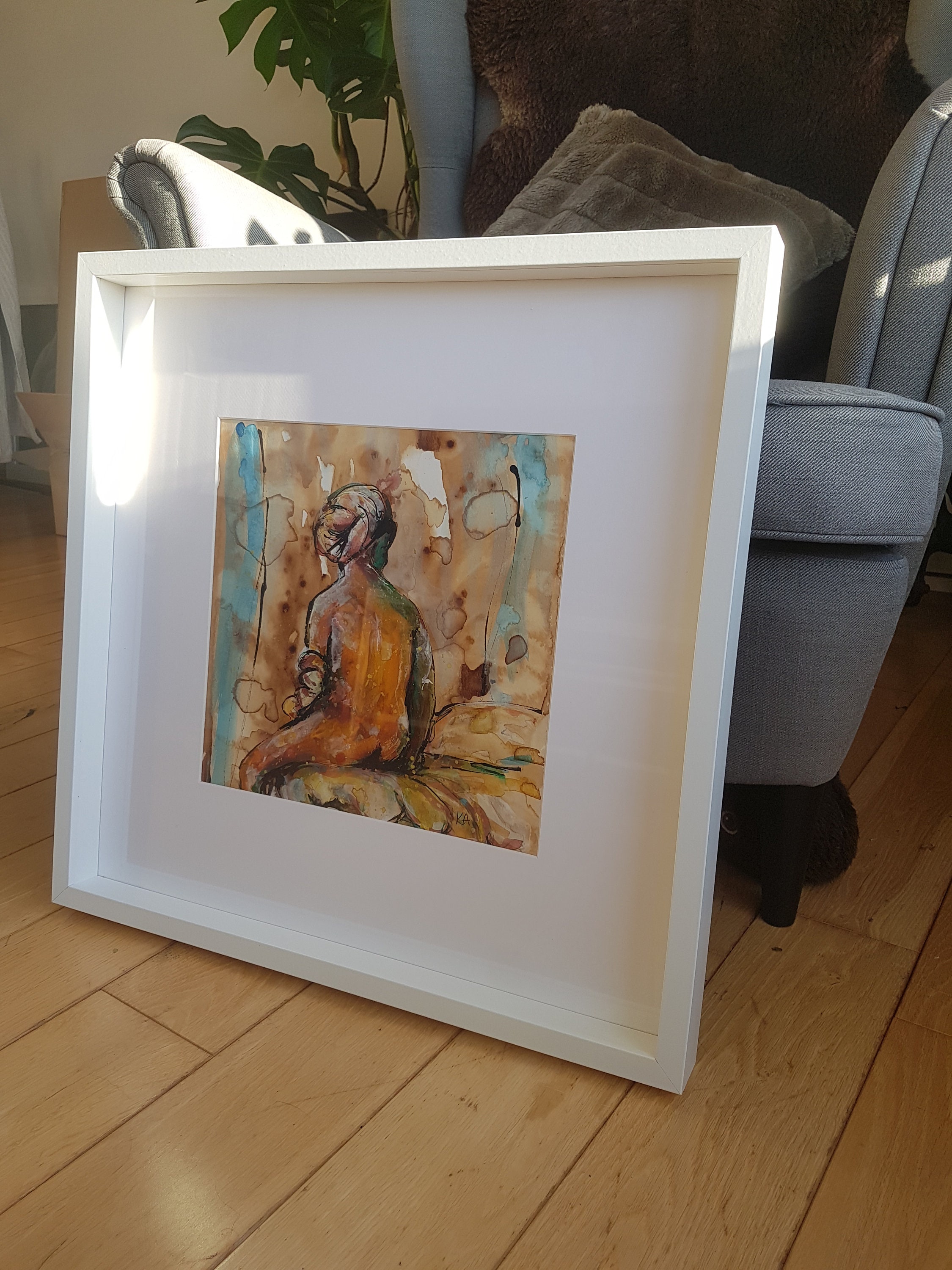 The Bather after Ingres: 52cm square painting of classical - Etsy.de