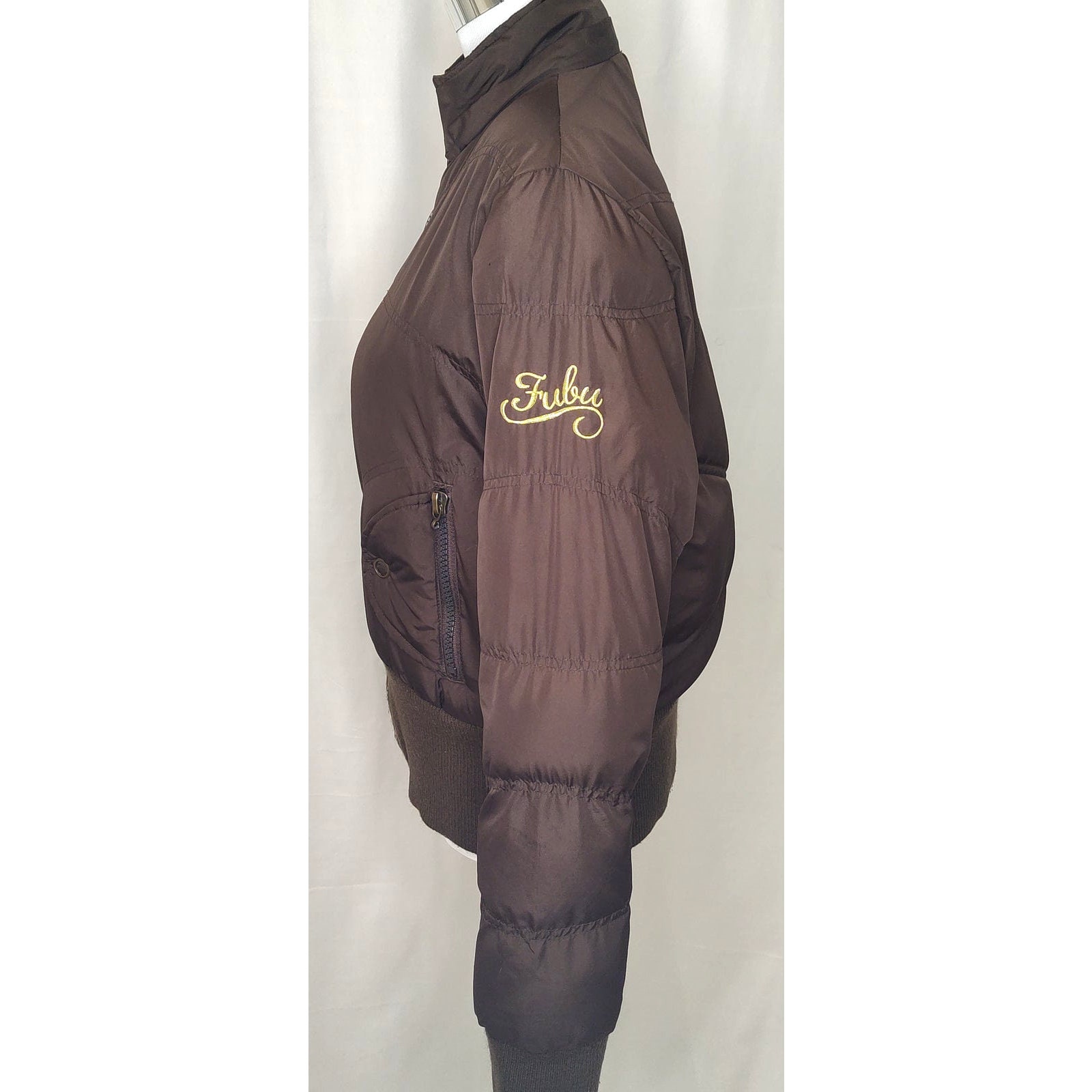 Vintage Fubu Puffer Jacket Dark Brown Winter Coat 90s Y2K Gold ...