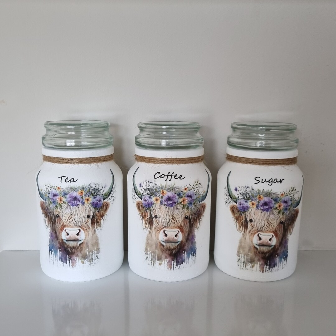 MORE ITEMS Handmade Highland Cow Wax Burner/vase/tea Coffee Jar Set ...
