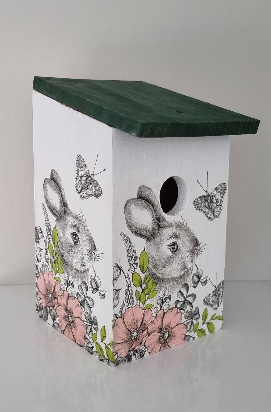 MORE DESIGNS Hand Decorated Bird Boxes/rabbit Flowers/hedgehog/stag - Etsy