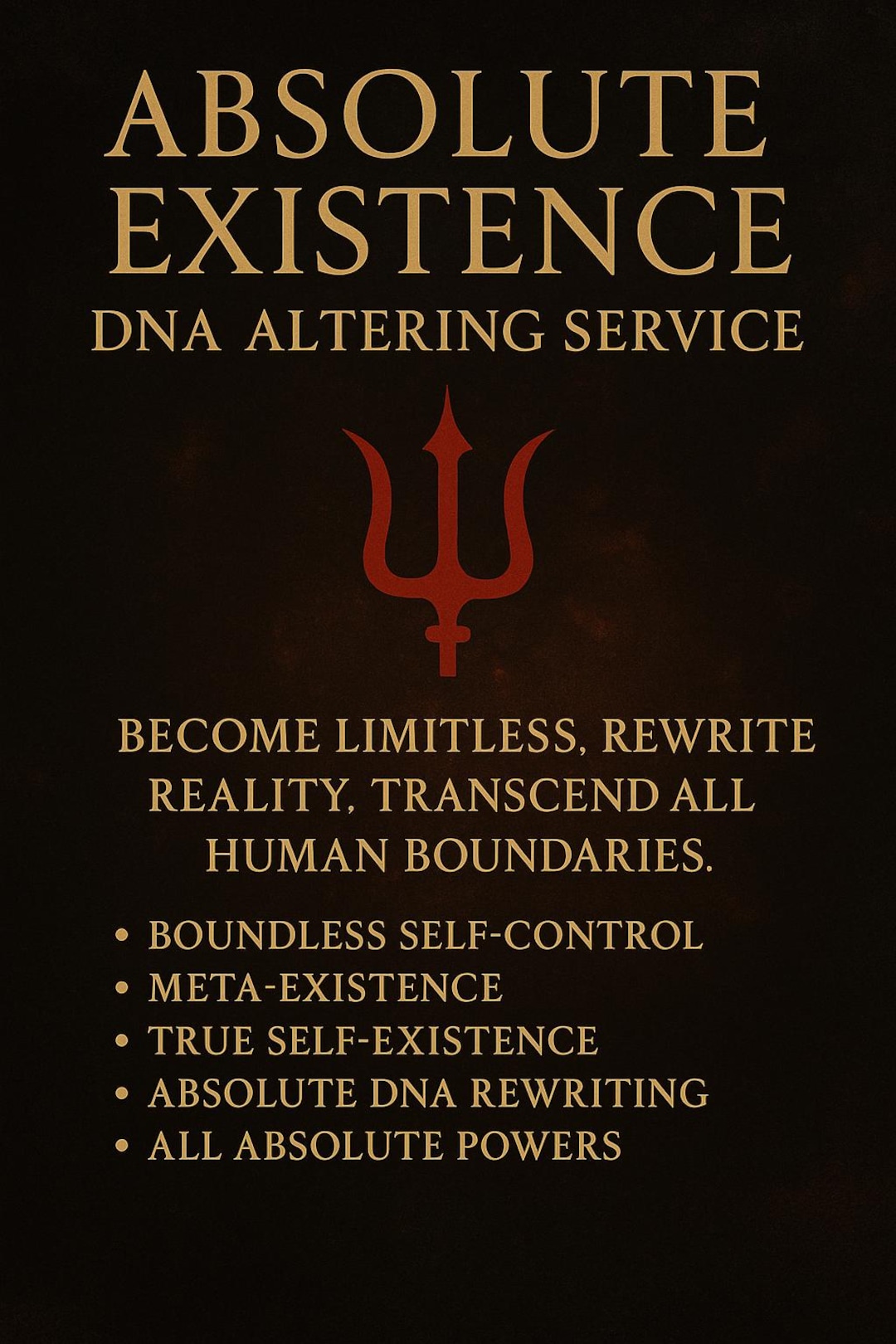 ABSOLUTE EXISTENCE DNA Altering Service...become Limitless. Rewrite ...