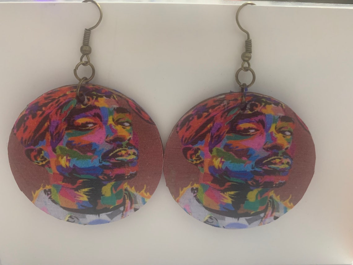 Custom Tupac Wooden Earrings - Etsy