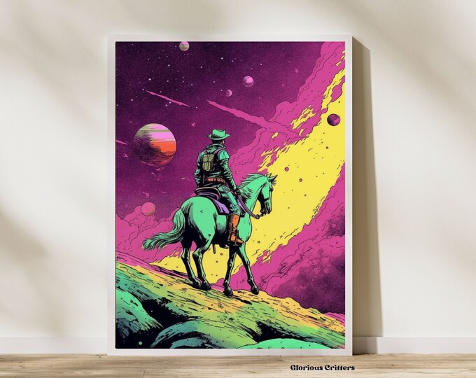 Vintage Wall Art, Retro Sci Fi, Space Vintage Cosmic Art Deco Cowboys ...
