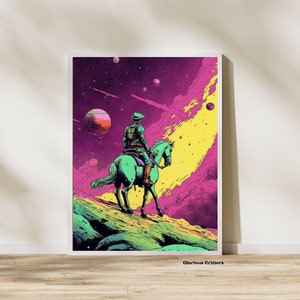 Vintage Wall Art, Retro Sci Fi, Space Vintage Cosmic Art Deco Cowboys ...