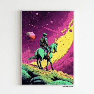 Vintage Wall Art, Retro Sci Fi, Space Vintage Cosmic Art Deco Cowboys ...