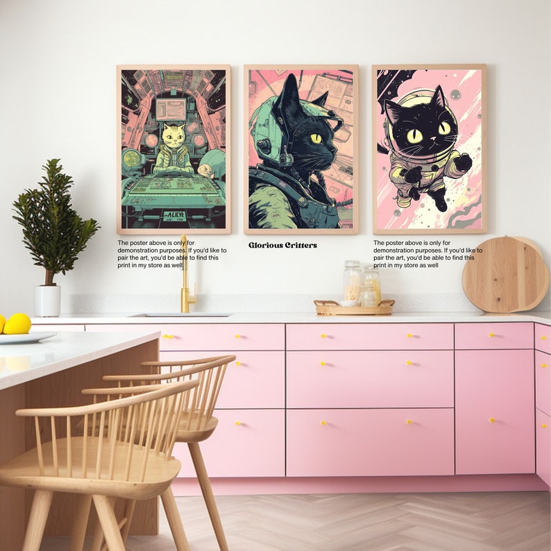 Space Vintage Space Cat Cosmic Art Eclectic Home Decor - Etsy