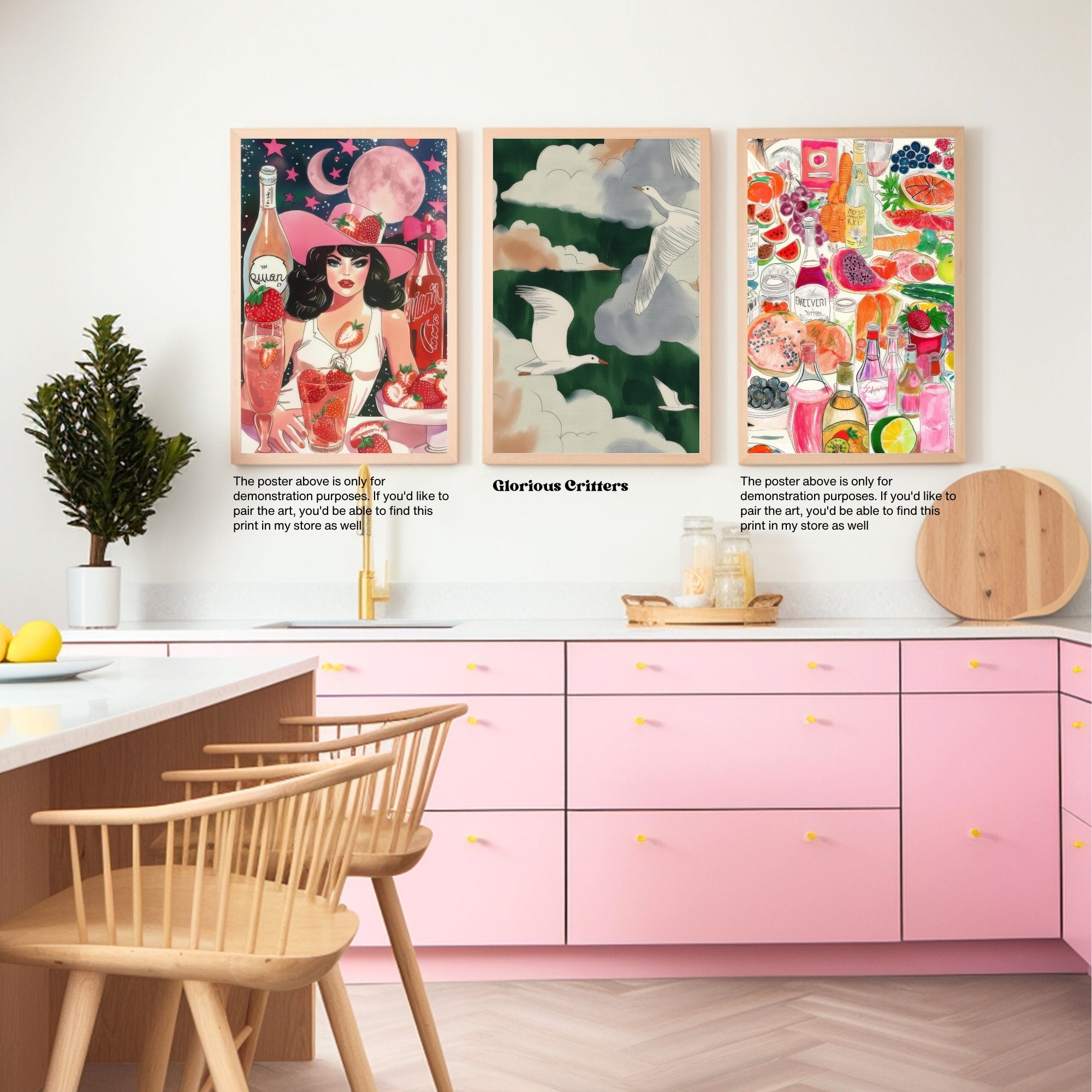 Moody Wall Art Dark Moody Art Birds and Clouds Illustrations Minimalist ...