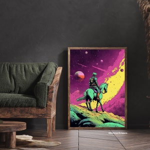 Vintage Wall Art, Retro Sci Fi, Space Vintage Cosmic Art Deco Cowboys ...