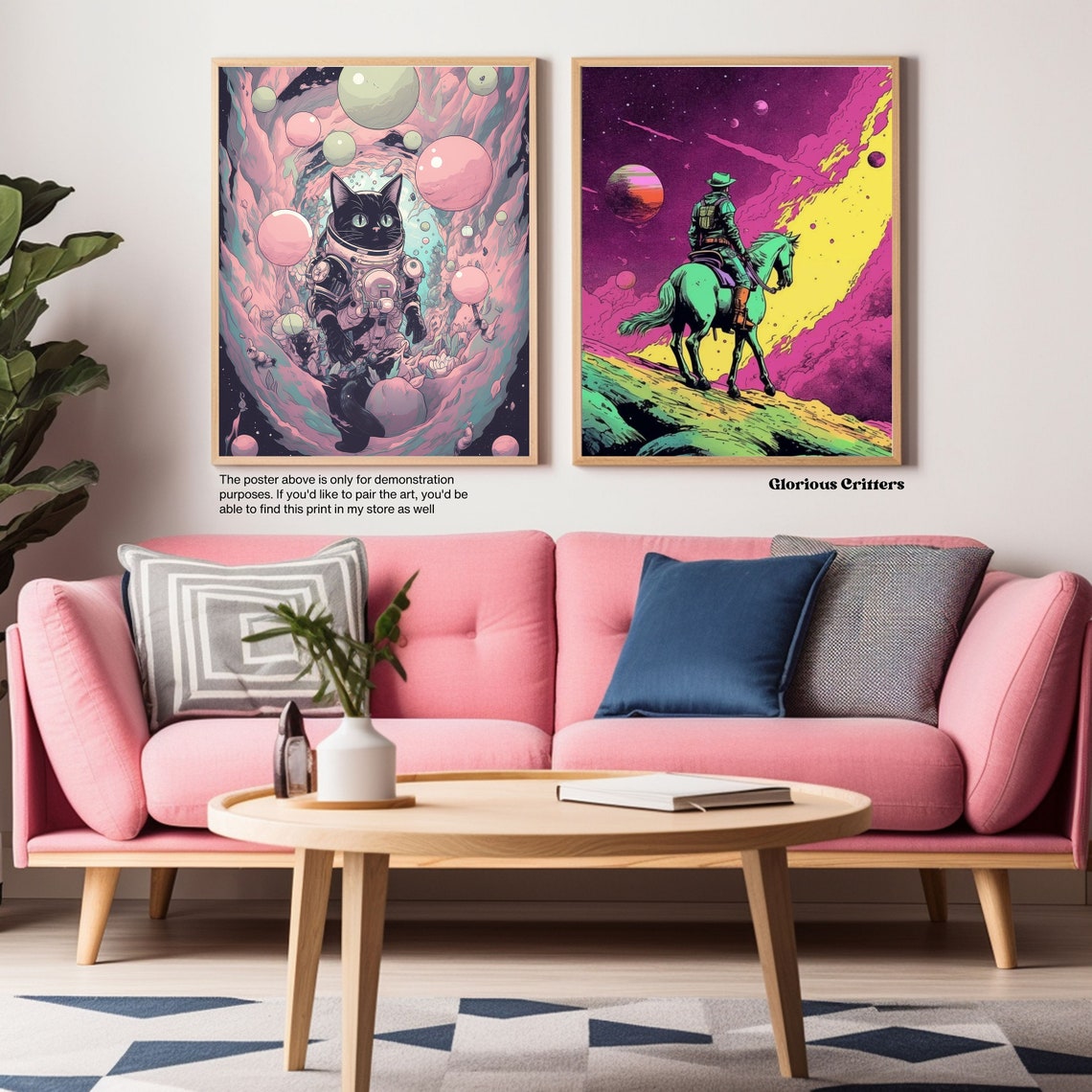 Vintage Wall Art, Retro Sci Fi, Space Vintage Cosmic Art Deco Cowboys ...