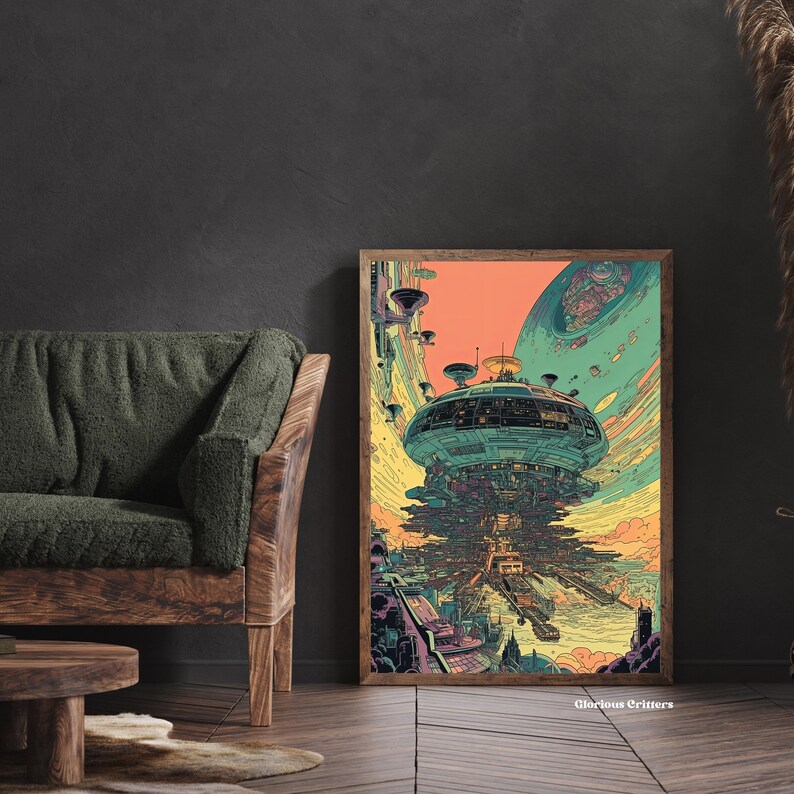 Space Art Vintage Space Nasa Cosmic Artretro Futuristic Retro Art ...