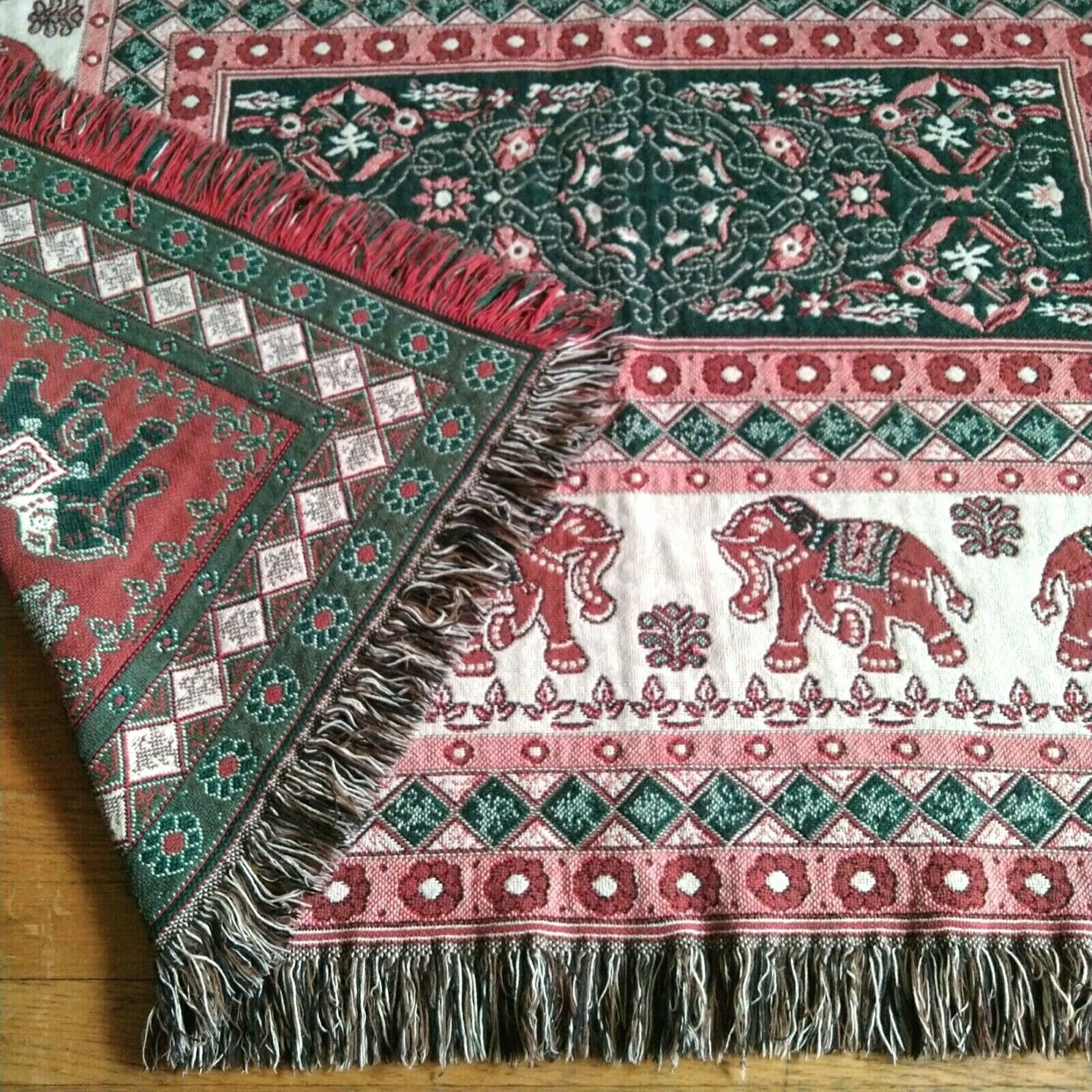 Hand Woven Reversible Oriental Rug Carpet Tapestry Elephant Floral ...