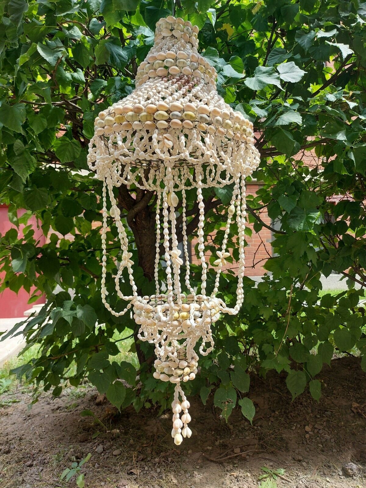 Vintage Macrame Sea Shell Hanging Plant Holder Boho Beach Bohemian ...