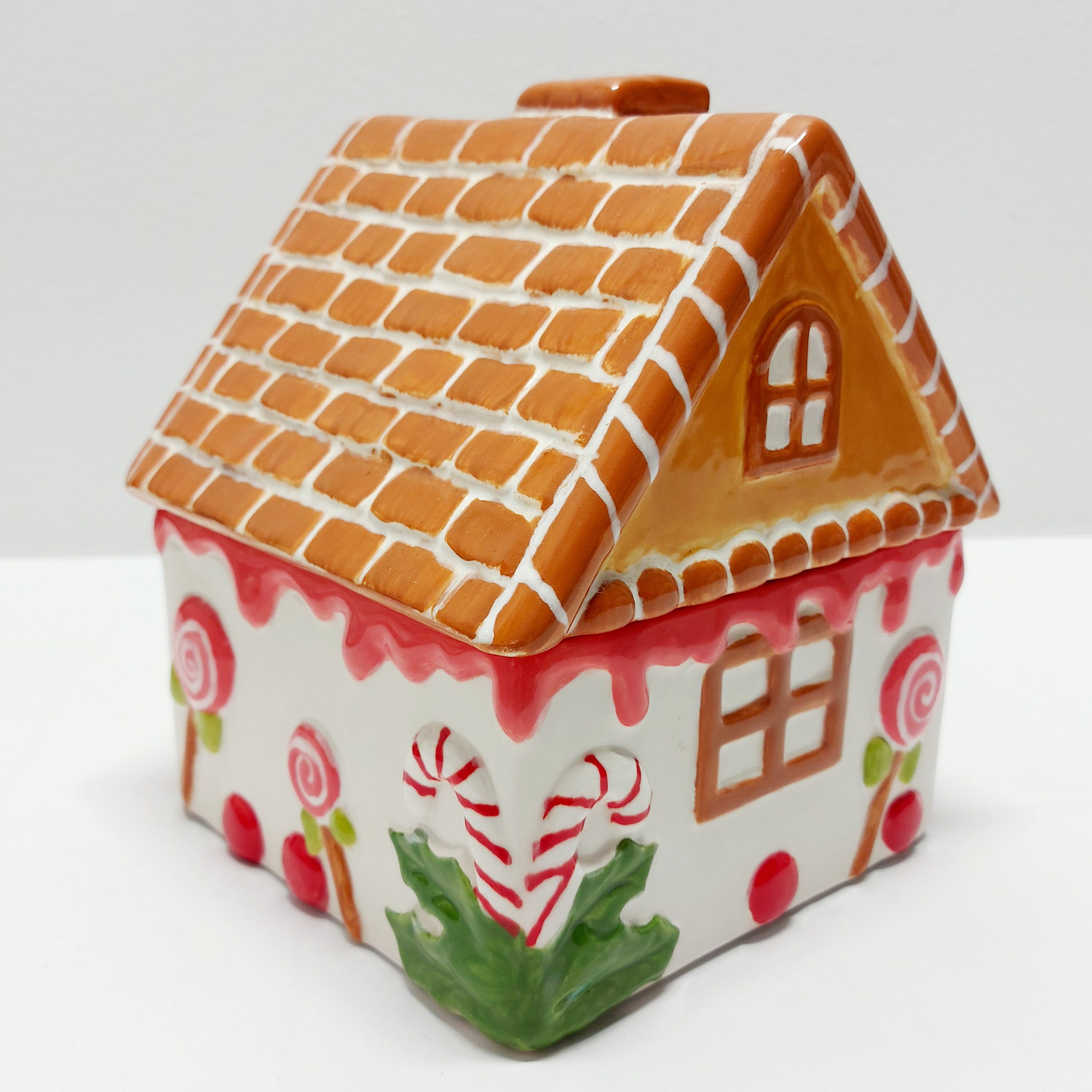 Gingerbread House Cookie Jar Vintage Candy Cane Gingerbread House ...