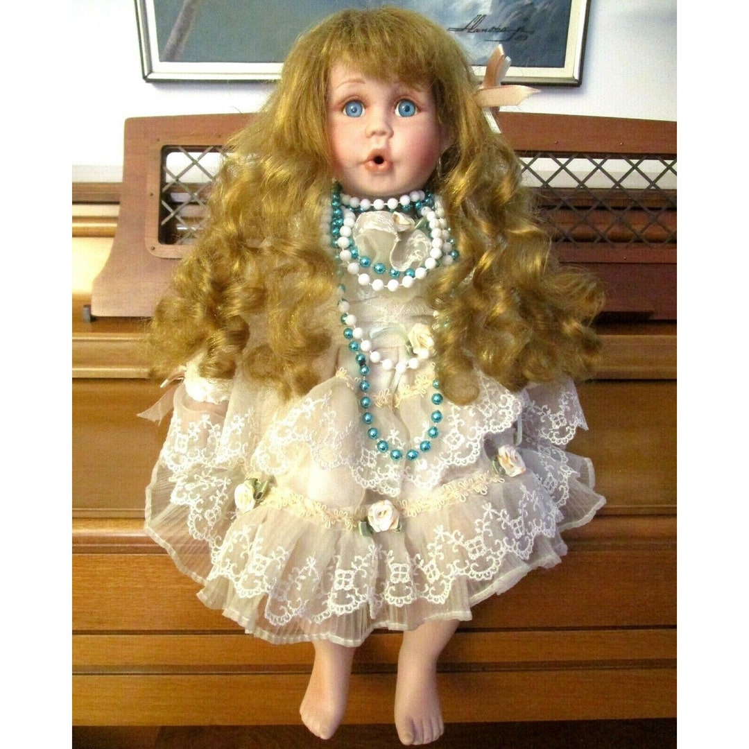 Vintage Collectible NJSF Sitting 15 Porcelain Baby Girl Doll With Cloth ...