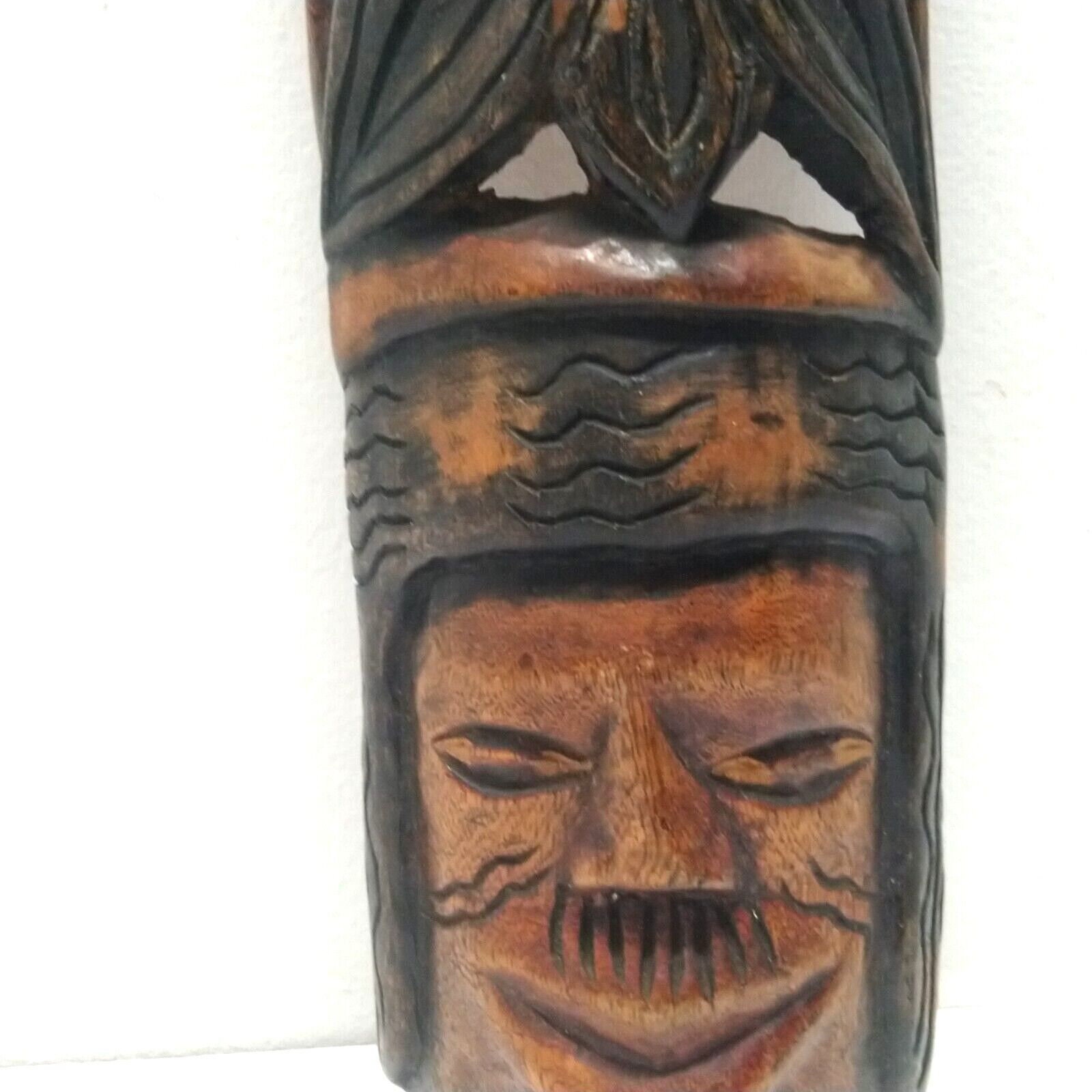 Vintage Wooden Mask Handmade Hand Carved Face Wood Tribal Decorative ...