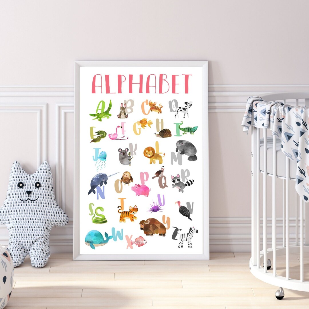 Pink Animal Alphabet Art Print, Kids Nursery Decor (digital Download ...