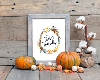 Give Thanks Sign Thanksgiving Printable Calligraphy Print - Etsy