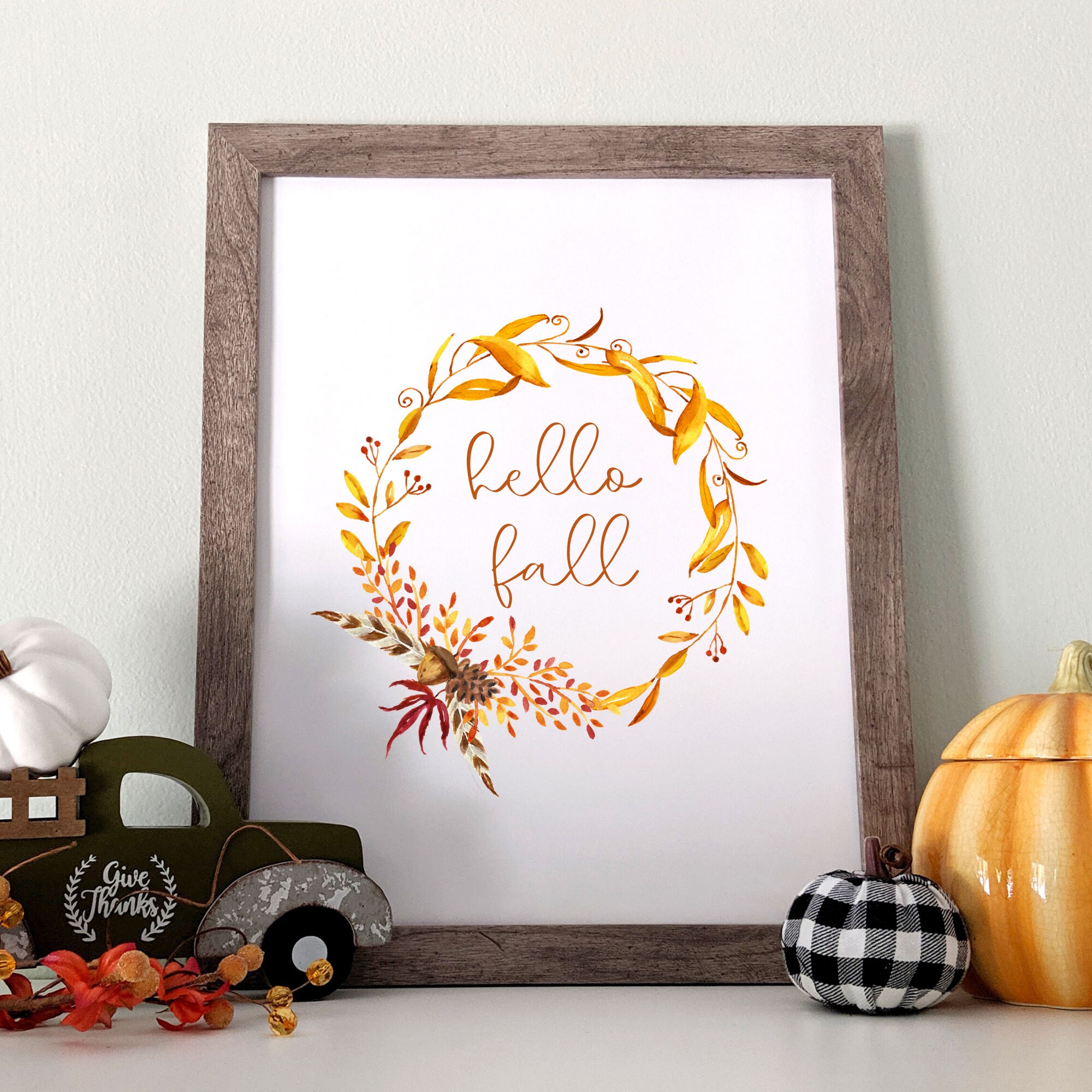Hello Fall Printable, Thanksgiving Sign, Printable Fall Home Decor ...