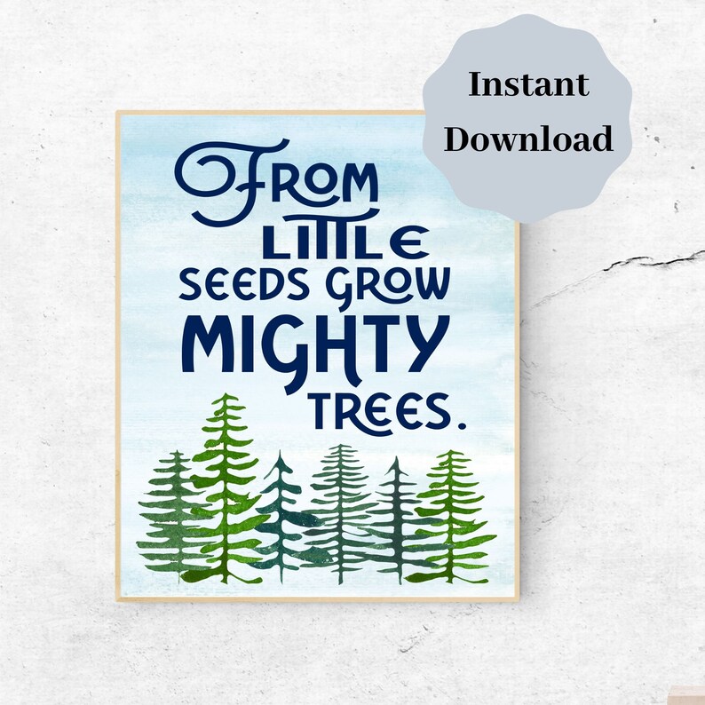 From Little Seeds Grow Mighty Trees, Boys Playroom Nursery Wall Art ...