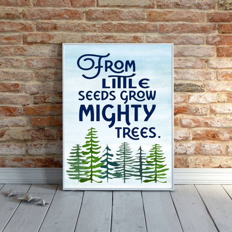 From Little Seeds Grow Mighty Trees, Boys Playroom Nursery Wall Art ...
