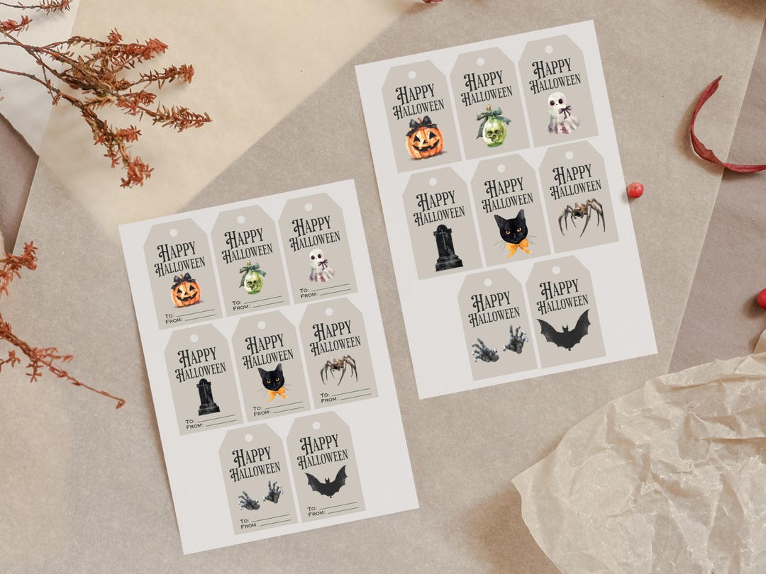 Printable Halloween Gift Tags – Spooky Halloween Tags, PDF Digital ...