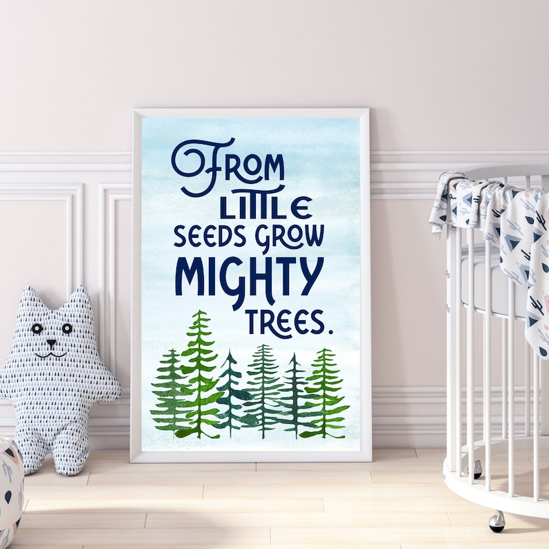 From Little Seeds Grow Mighty Trees, Boys Playroom Nursery Wall Art ...