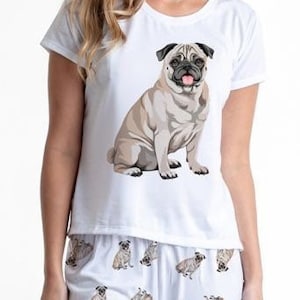 Dog Pug Pajama Set With Pants for Women, Pug Lover Matching Pj Set, My ...