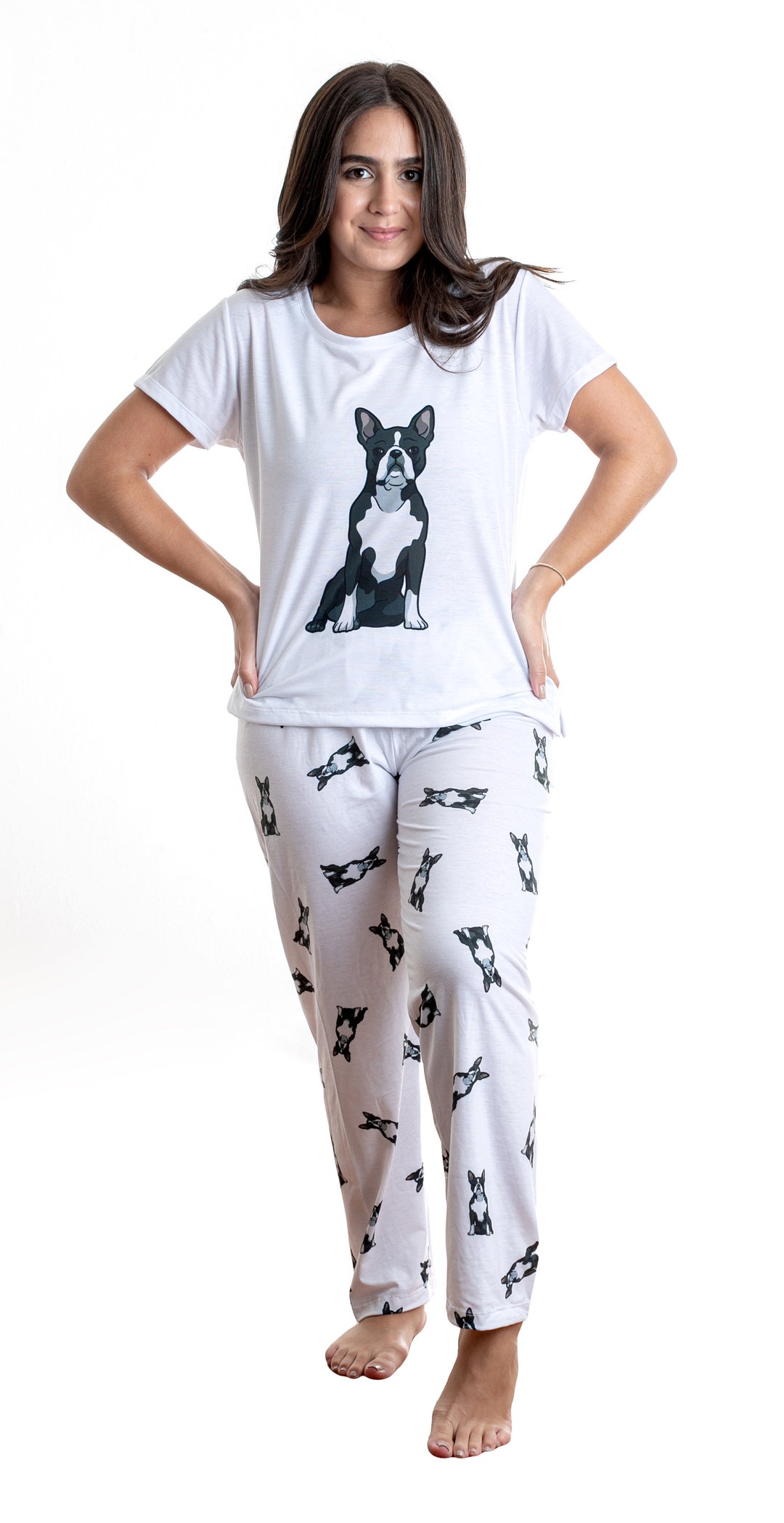 Boston Terrier Pajama Set With Pants for Women, Boston Pjs for Dog ...