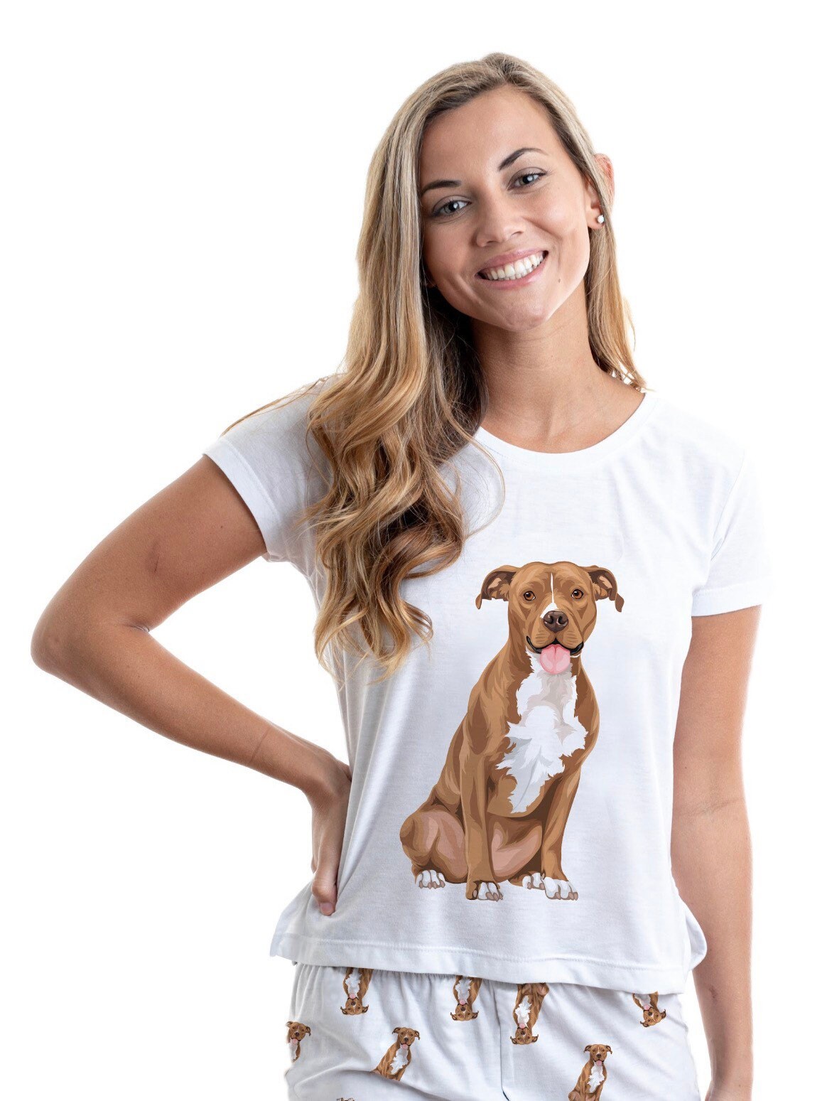 Brown Pitbull Pajama Set With Pants for Women, Pitbul Pjs for Dog Lover ...